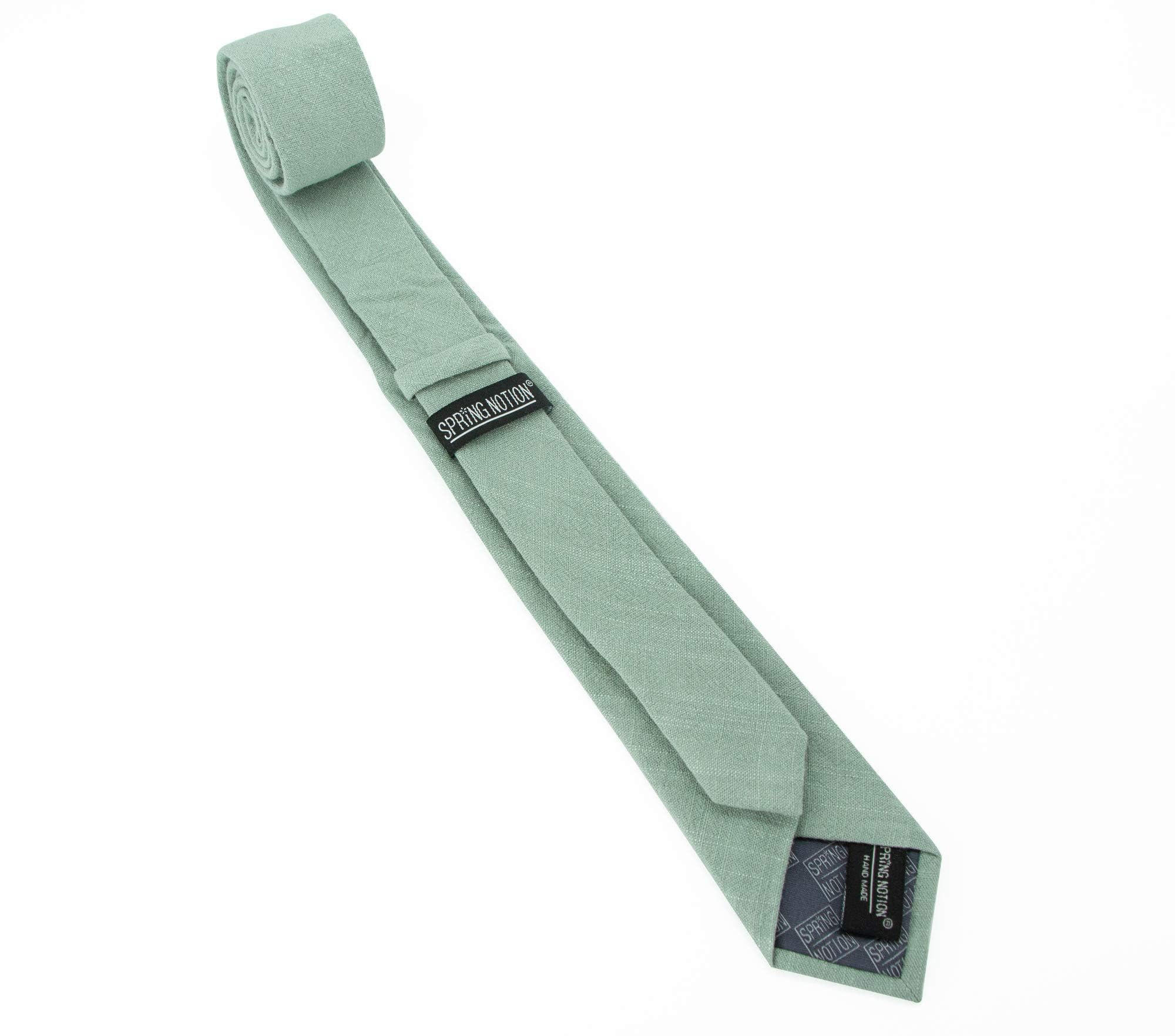 Spring Notion Men's Linen Blend Skinny Necktie Sage Green Tie for Men