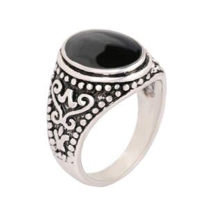 yazilind simple black gemstone ring exquisite jewelry unisex statement rings birthday jewelry black-2(size 8)