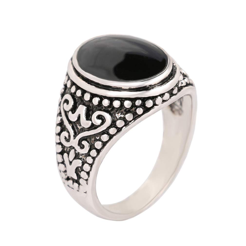 YAZILIND Simple Black Gemstone Ring Exquisite Jewelry Unisex Statement Rings Birthday Jewelry Black-2(Size 8)