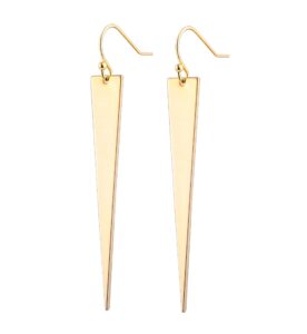 18k gold long triangle drop dangle earrings for women geometric minimalist hypoallergenic earrings fashion edgy gold dangle earrings for women