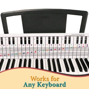 QMG Piano and Keyboard Note Chart, Use Behind the Keys, Ideal Visual Tool for Beginners Learning Piano or Keyboard, Easy to Set Up, for any Medium to Full Size Piano or Keyboard, Cover Four Octaves