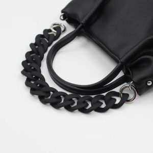 AUMEY Large Flat Chain Strap - Acrylic Luxury Handbag Strap Fashionable Replacement Purse Clutches Handles for DIY Crafts, 15.7 inch of Each … (02- Black)