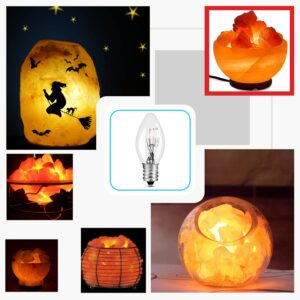 15W Salt Rock Lamp Bulb, 15 Watt Replacement Bulbs for Himalayan Salt Lamps & Baskets, Chandeliers, Scentsy & Wax Warmers, Night Lights. Incandescent E12 Socket with Candelabra Base, C7, 12 Packs