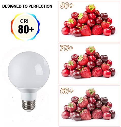 Lxcom Lighting G60 LED Light Bulb 3W Globe Bulbs 25W Incandescent Bulb Equivalent E26/E27 Base Daylight White 6000K 300LM LED Small Vanity Light for Makeup Mirror Home Lighting, 6 Pack