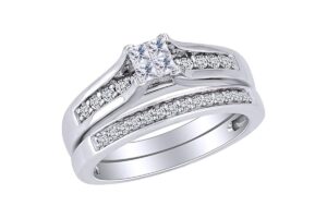 1/2 ct princess/round natural diamond bridal set engagement wedding ring 14k solid white gold (i-j color, i2-i3 clarity, 0.50 cttw) ring size-12