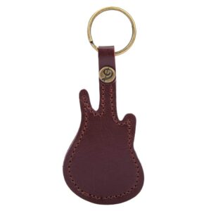 Bnineteenteam Guitar Shaped Guitar Picks Holder Case PU Leather Guitar Plectrum Holder with 5pcs Colorful Picks for Guitar Players(Brown) Performance Accessory