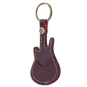 Bnineteenteam Guitar Shaped Guitar Picks Holder Case PU Leather Guitar Plectrum Holder with 5pcs Colorful Picks for Guitar Players(Brown) Performance Accessory