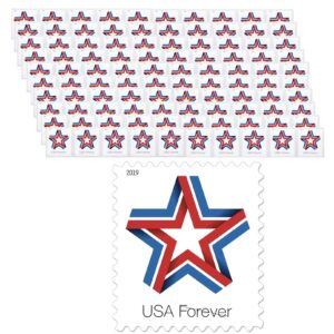 star ribbon forever first class postage stamps celebration patriotic (100 stamps)