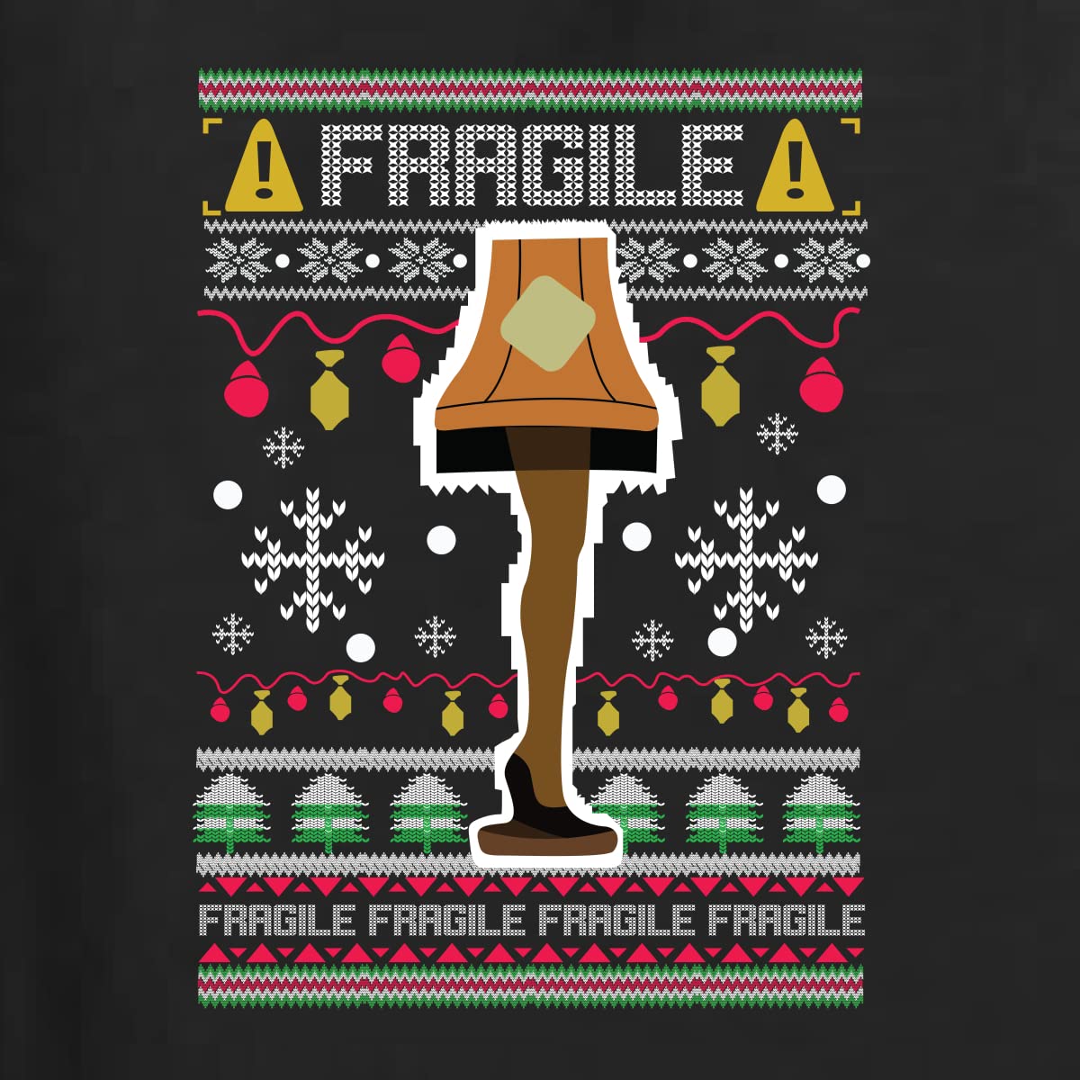 Wild Bobby Fragile Leg Lamp Christmas Story Funny Xmas Ugly Christmas Sweater Unisex Crewneck Sweatshirt, Black, X-Large