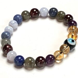 Crystals For Anxiety Stretch Bracelet | Universal Birthstone | Throat & Third Eye Chakra