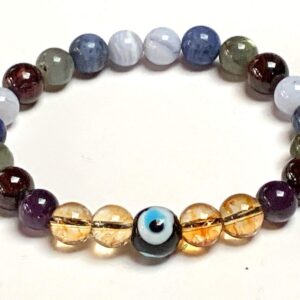 Crystals For Anxiety Stretch Bracelet | Universal Birthstone | Throat & Third Eye Chakra