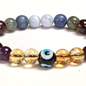 Crystals For Anxiety Stretch Bracelet | Universal Birthstone | Throat & Third Eye Chakra