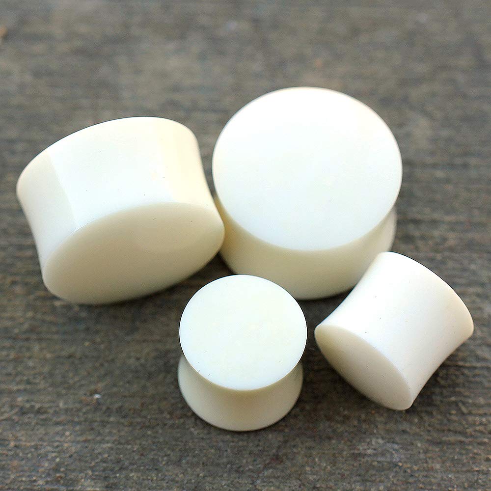 Cocobul Pair of Organic White Buffalo Bone Saddle Ear Plug [D10-077]