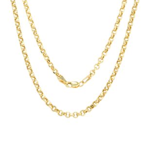 nuragold 10k yellow gold 3mm rolo circle cable round link chain pendant necklace, mens womens jewelry 16" 18" 20" 22" 24" 26" 28" 30"