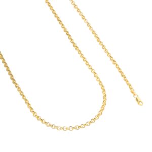 Nuragold 10k Yellow Gold 3mm Rolo Circle Cable Round Link Chain Pendant Necklace, Mens Womens Jewelry 16" 18" 20" 22" 24" 26" 28" 30"