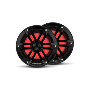 rockford fosgate m1-6b color optix 6” 2-way coaxial multicolor led lighted marine speakers - black (pair)