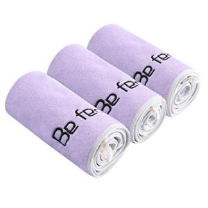 bobor 3-pack 14 x 29 inch gym towels for women sweat, workout sweat towel for men gym, super absorbent, fast drying fitness exercise towels for sweat, soft microfiber (purple 3 pack, 14" x 29")