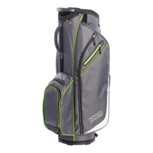 izzo golf izzo ultra-lite cart golf bag with single strap & exclusive features, gray/lime, 35’’ x 14’’ x 11’’