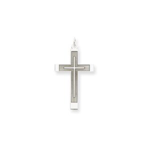 solid 14k white gold cross pendant charm - 40mm x 22mm