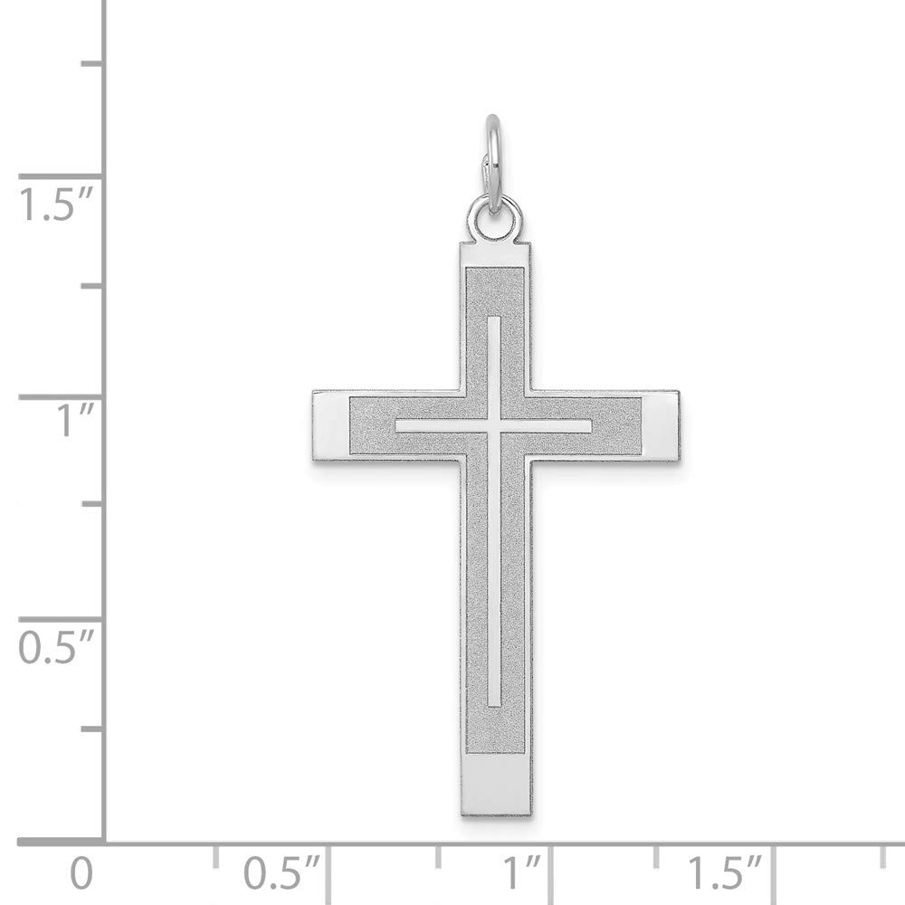 Solid 14K White Gold Cross Pendant Charm - 40mm x 22mm