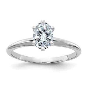 14k white gold 1.0ct. 7x5mm oval colorless moissanite solitaire engagement ring sz9 size 9