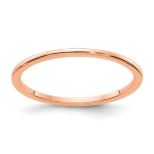 solid 14k rose gold 1.2mm classic dome stackable band thin wedding anniversary ring size 10