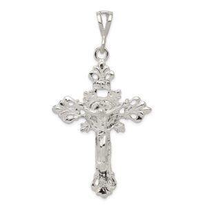 solid 925 sterling silver inri cross pendant crucifix charm - 60mm x 31mm