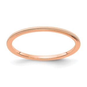 solid 10k rose gold 1.2mm milgrain stackable band thin wedding anniversary ring size 7.5