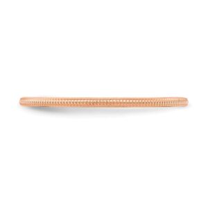 Solid 10K Rose Gold 1.2mm Milgrain Stackable Band Thin Wedding Anniversary Ring Size 7.5