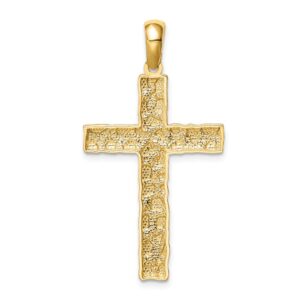 Solid 14k Yellow Gold Nugget Cross Pendant Charm