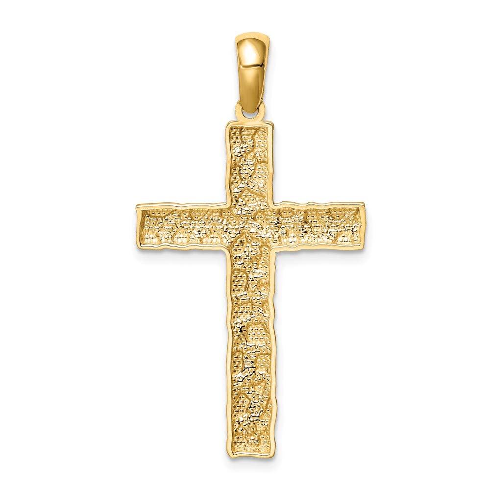 Solid 14k Yellow Gold Nugget Cross Pendant Charm