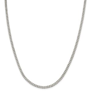 solid 925 sterling silver 3.5mm curb cuban chain necklace - with secure lobster lock clasp 18"