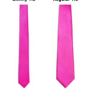 HISDERN Hot Pink Ties for Men Solid Color 2.17'' Skinny Slim Tie Formal Business Fushia Neckties Classic Woven Satin Wedding Necktie