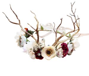 llinfflr deer antler hair band deer headband with flowers antler hair hoop flower headband party cosplay costume