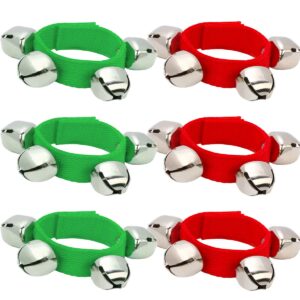 coolrunner 6 pcs christmas band wrist bells bracelets jingle musical ankle bells instrument percussion rhythm for christmas party favors festival accessories for kids