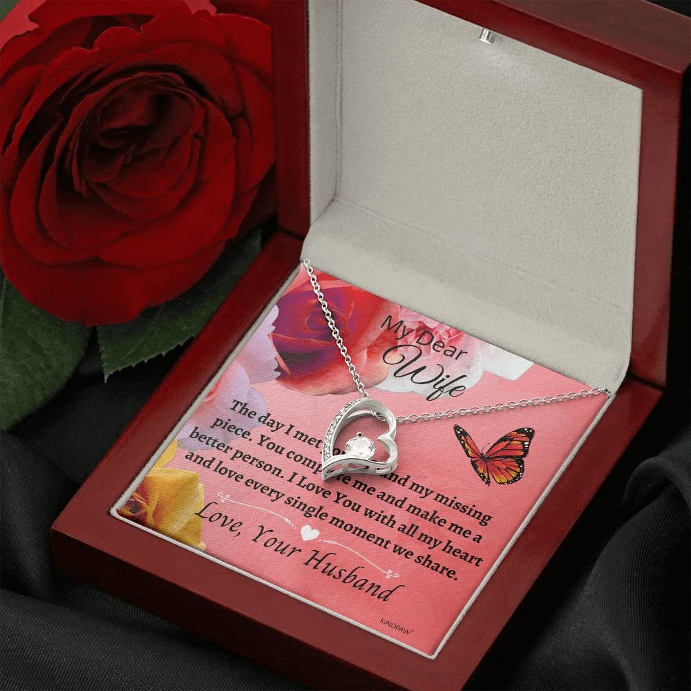 KINDPAW Wife Birthday Gifts From Husband - I Found My Missing Piece. You Complete Me and Make Me A Better Person – Happy Anniversary, Christmas, Valentine’s Day Romantic Gift Necklace For Her