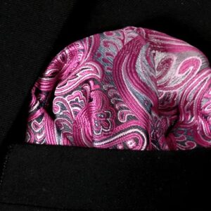 Alizeal Paisley Men's Tie and Pocket Square Sets (59" Length x 3.5" Width, Rose Pink)