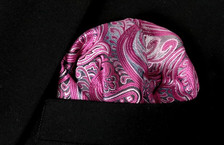 Alizeal Paisley Men's Tie and Pocket Square Sets (59" Length x 3.5" Width, Rose Pink)