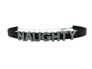 naughty choker necklace - cute sexy collar for women rhinestone letters black