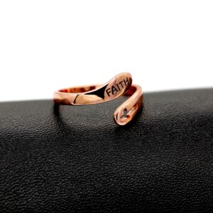 Uloveido 925 Sterling Silver FAITH Cross Adjustable Ring, Rose Gold Plated Hollow Cross Religious Rings for Women Y531