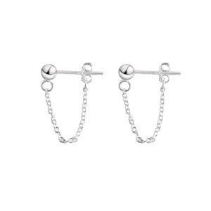 minimalist ball bead tassel chain drop dangle earrings for women s925 sterling silver tiny balls stud tragus cartilage hypoallergenic pierced ear fashion punk jewelry (silver)