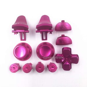 aluminium metal full set button abxy d-pad direction key l1 r1 l2 r2 trigger buttons joysticks thumb sticks cap for ps4 slim ps4 pro jds-040 jds 040 controller-hot pink