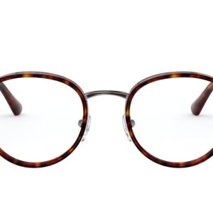 Persol PO2468V Round Prescription Eyewear Frames, Gunmetal/Havana/Demo Lens, 49 mm