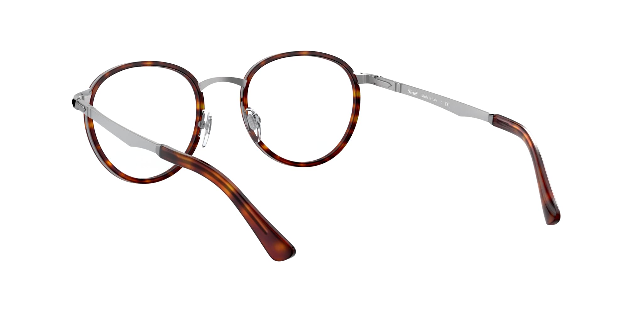 Persol PO2468V Round Prescription Eyewear Frames, Gunmetal/Havana/Demo Lens, 49 mm