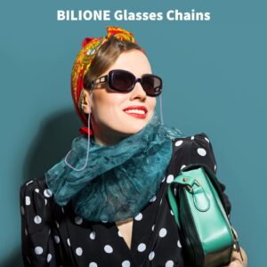 BILIONE Eyeglass Strap, 6 Pcs 2 Styles Premium Leather Glasses Holder Chain, Multicolor Eyewear Retainer for Women Men