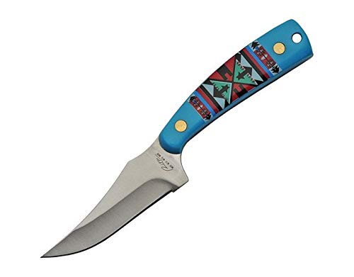 SZCO SUPPLIES 7" Small Southwestern upsweep Skinner Knife with Sheath,Blue