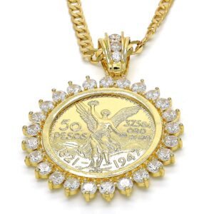 the bling factory polished 14k yellow gold plated clear cubic zirconia type type type pendant, 70mm x 53mm (' x ')