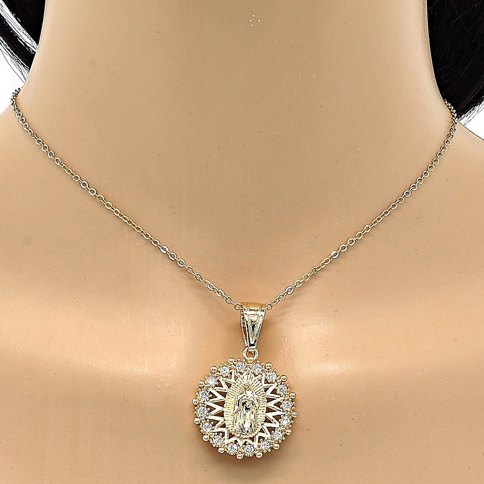 The Bling Factory Polished 0.25 mils 14k Yellow Gold Plated Clear CZ Type Type Type Pendant, 39mm x 25mm (½ inches' x ')