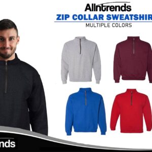 ALLNTRENDS Adult Zip Collar Sweatshirt US Air National Guard Embroidered Top (M, Black)