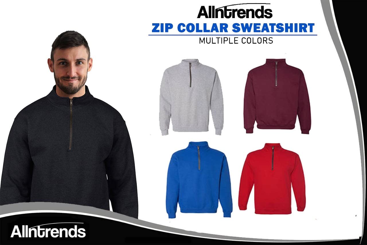 ALLNTRENDS Adult Zip Collar Sweatshirt US Air National Guard Embroidered Top (M, Black)